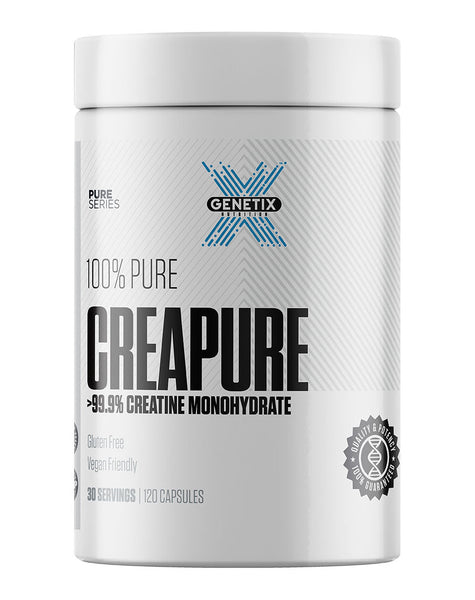 100% Pure Creapure Creatine Monohydrate Capsules by Genetix Nutrition